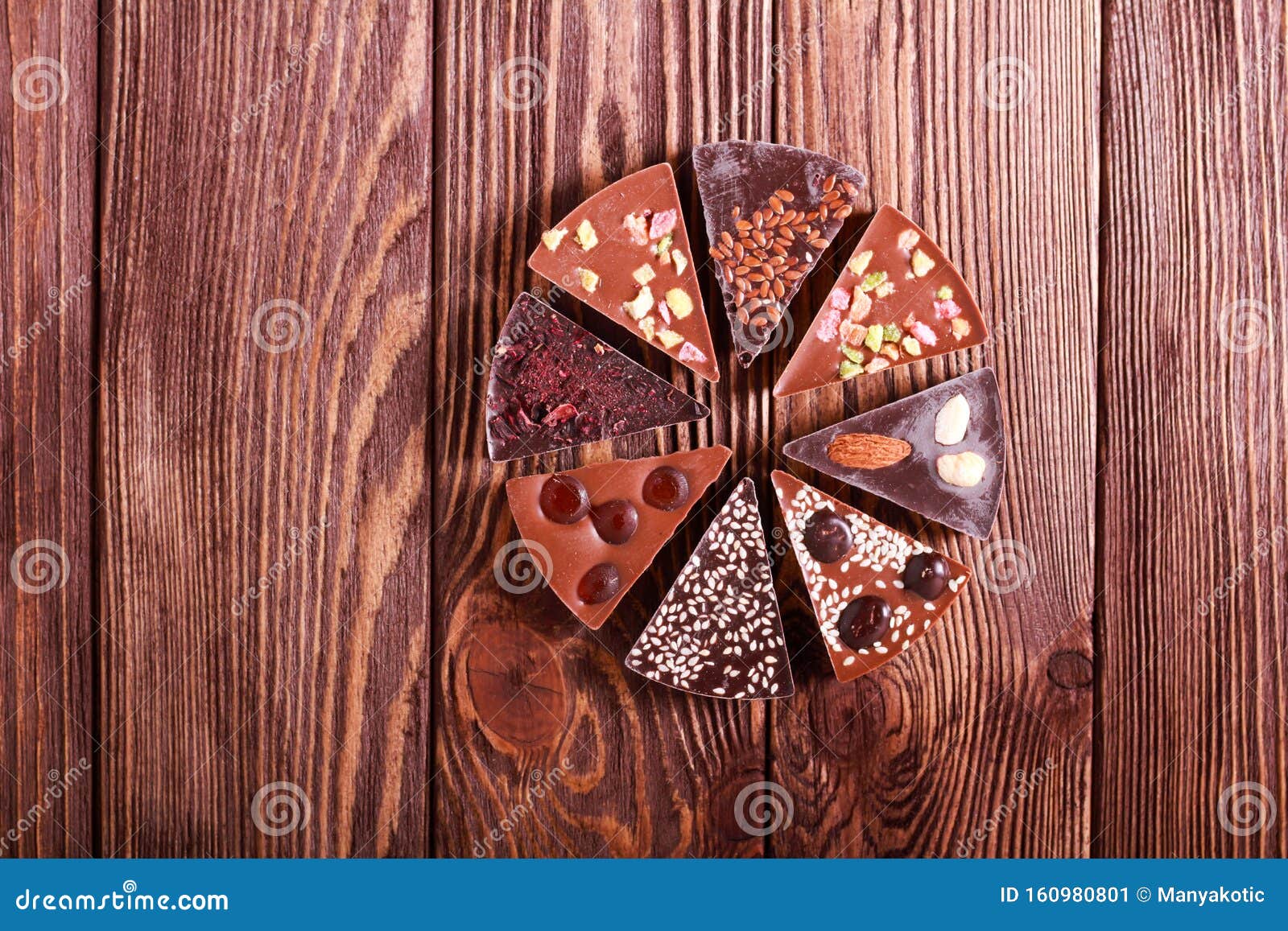 Assorted Chocolate Triangles Stock Image - Image of dark, treat: 160980801