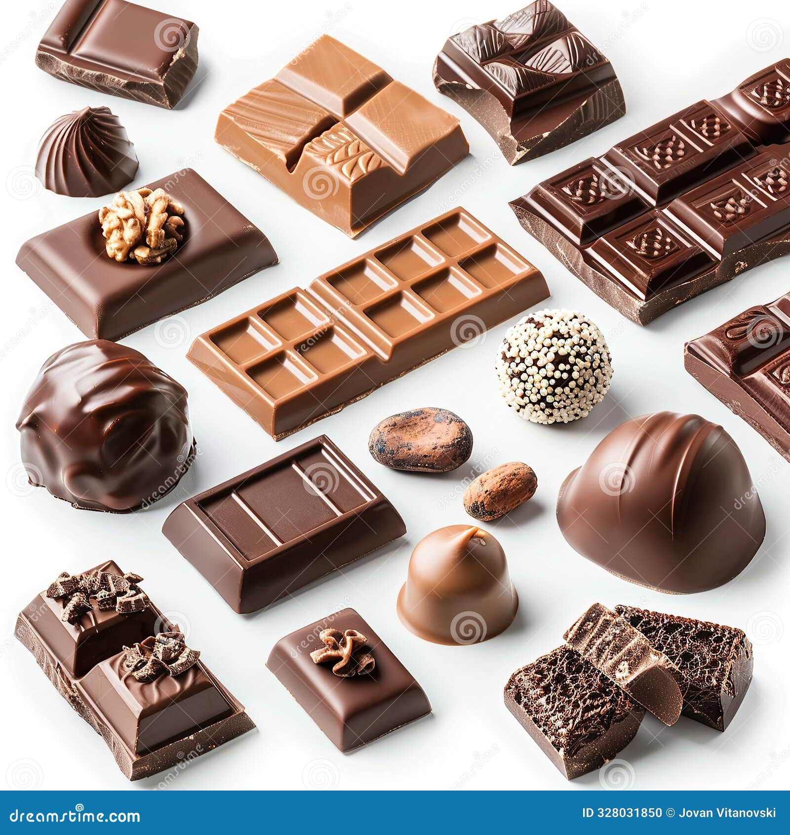 Assorted Chocolate Varieties on White Background High Resolution Stock ...