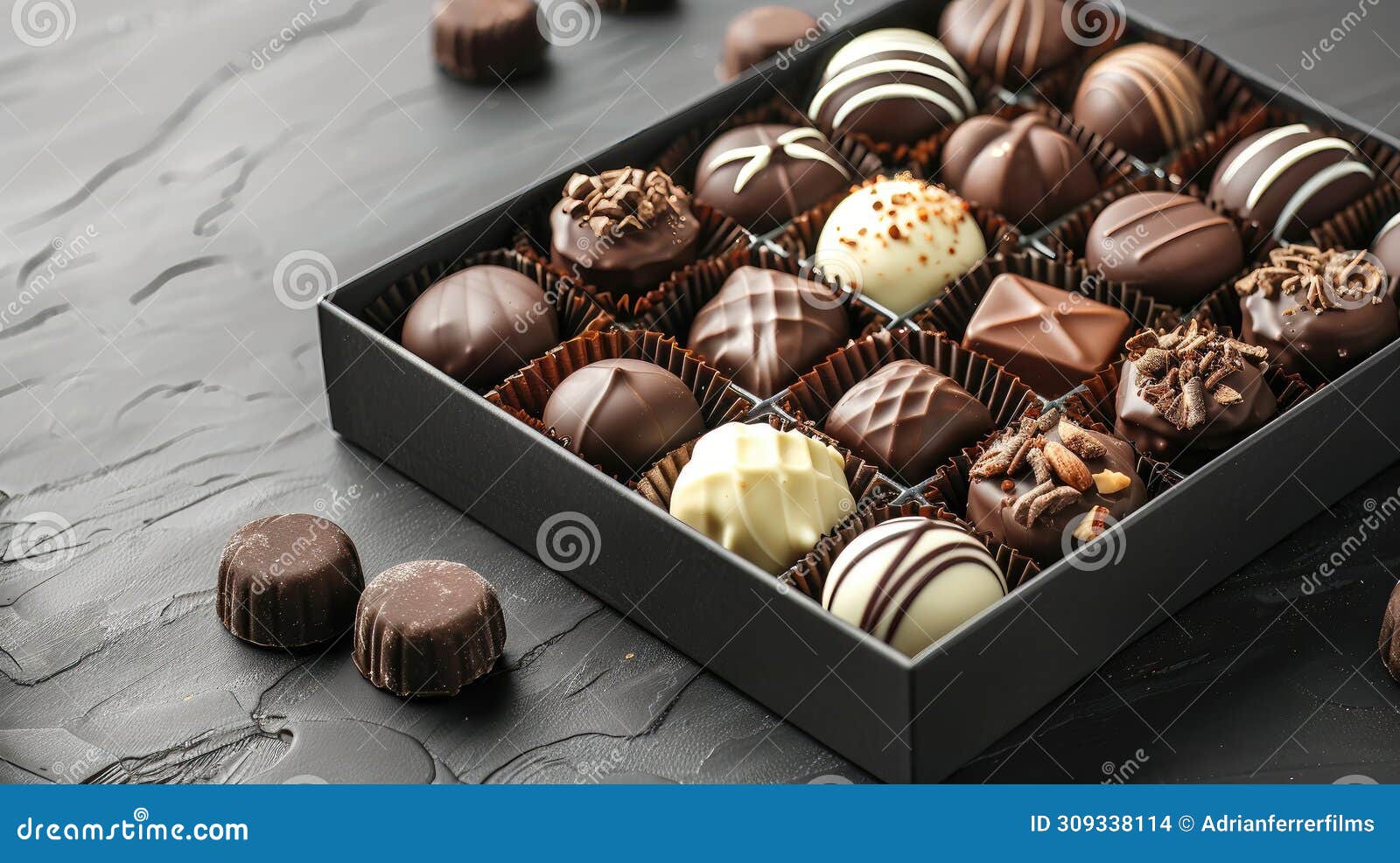 Assorted Chocolates in a Box, Showcasing a Variety of Gourmet Fillings ...