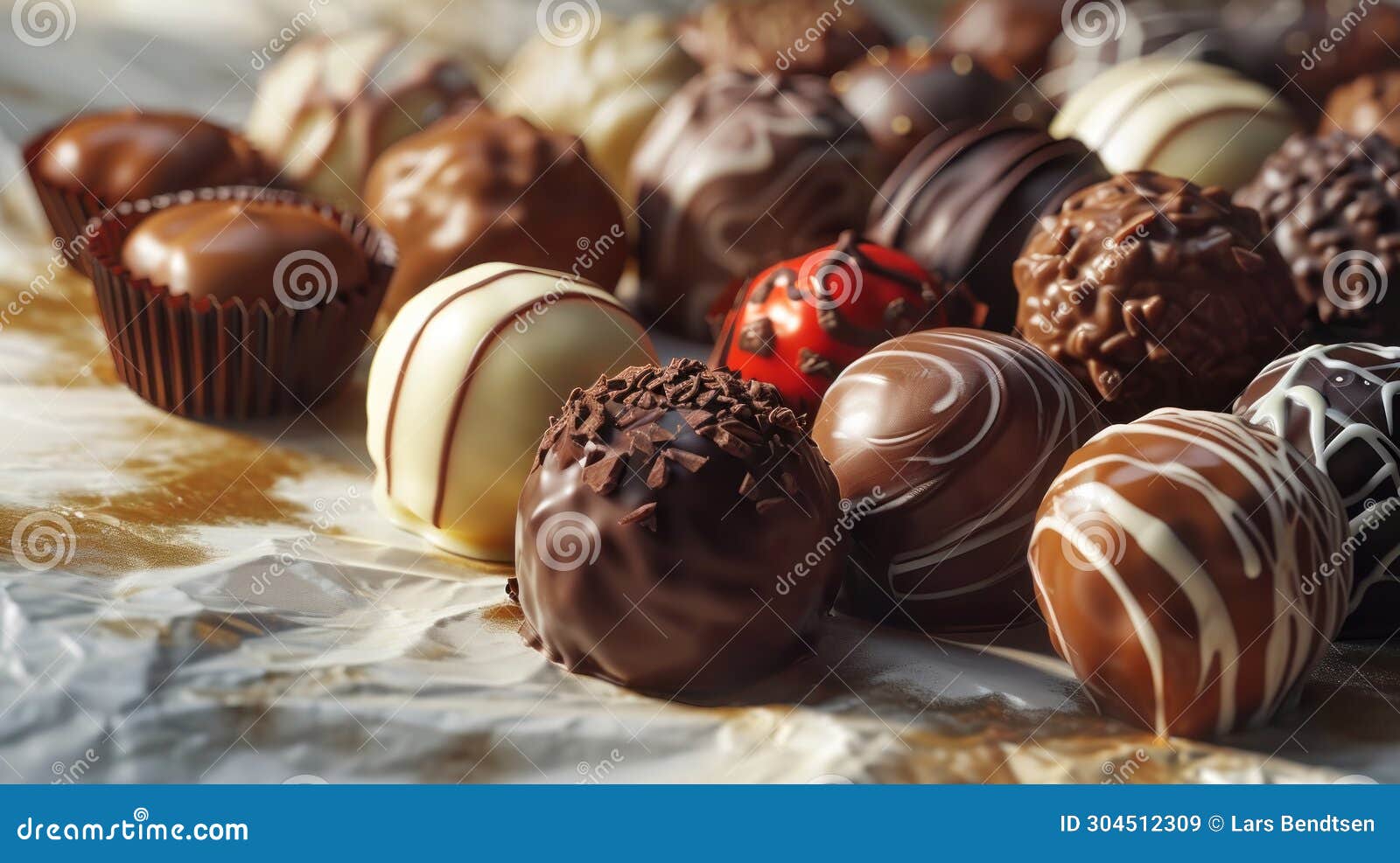Assorted Chocolates Luxury Chocolate Bonbons Top View Close Up Food