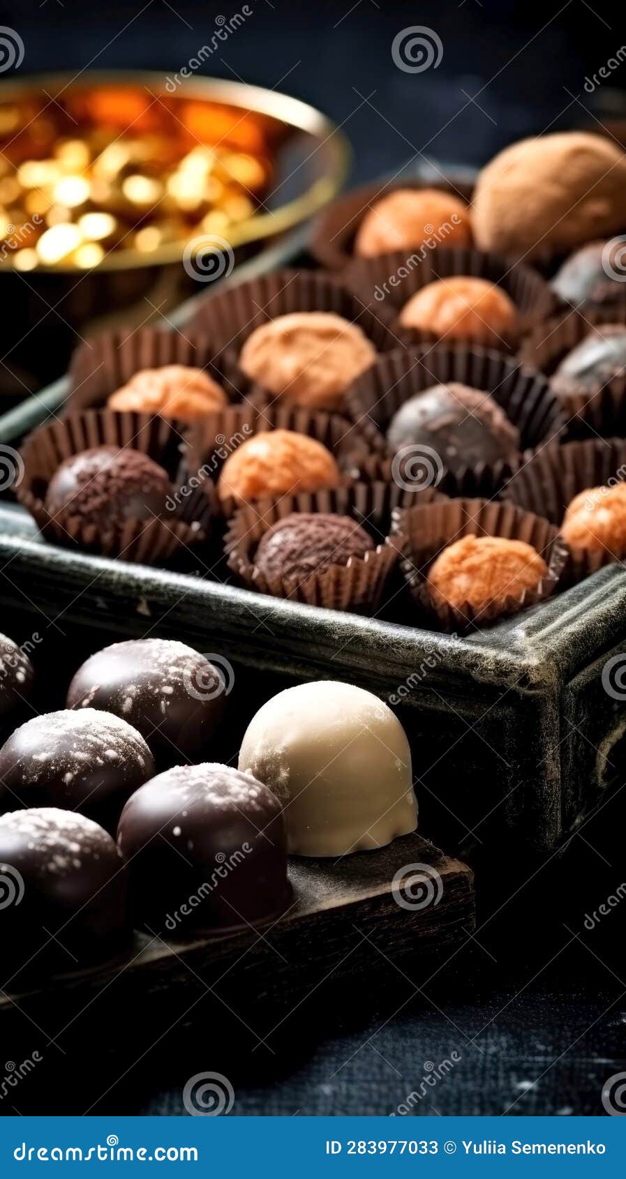 Assorted Chocolates Luxury Chocolate Bonbons Close Up Food