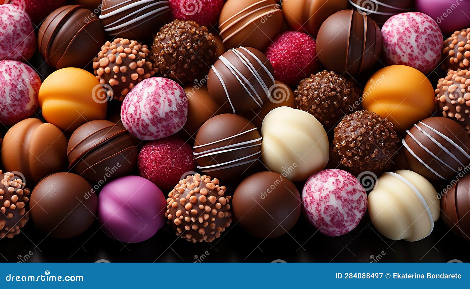 Assorted Chocolates Luxury Chocolate Bonbons Close Up Food