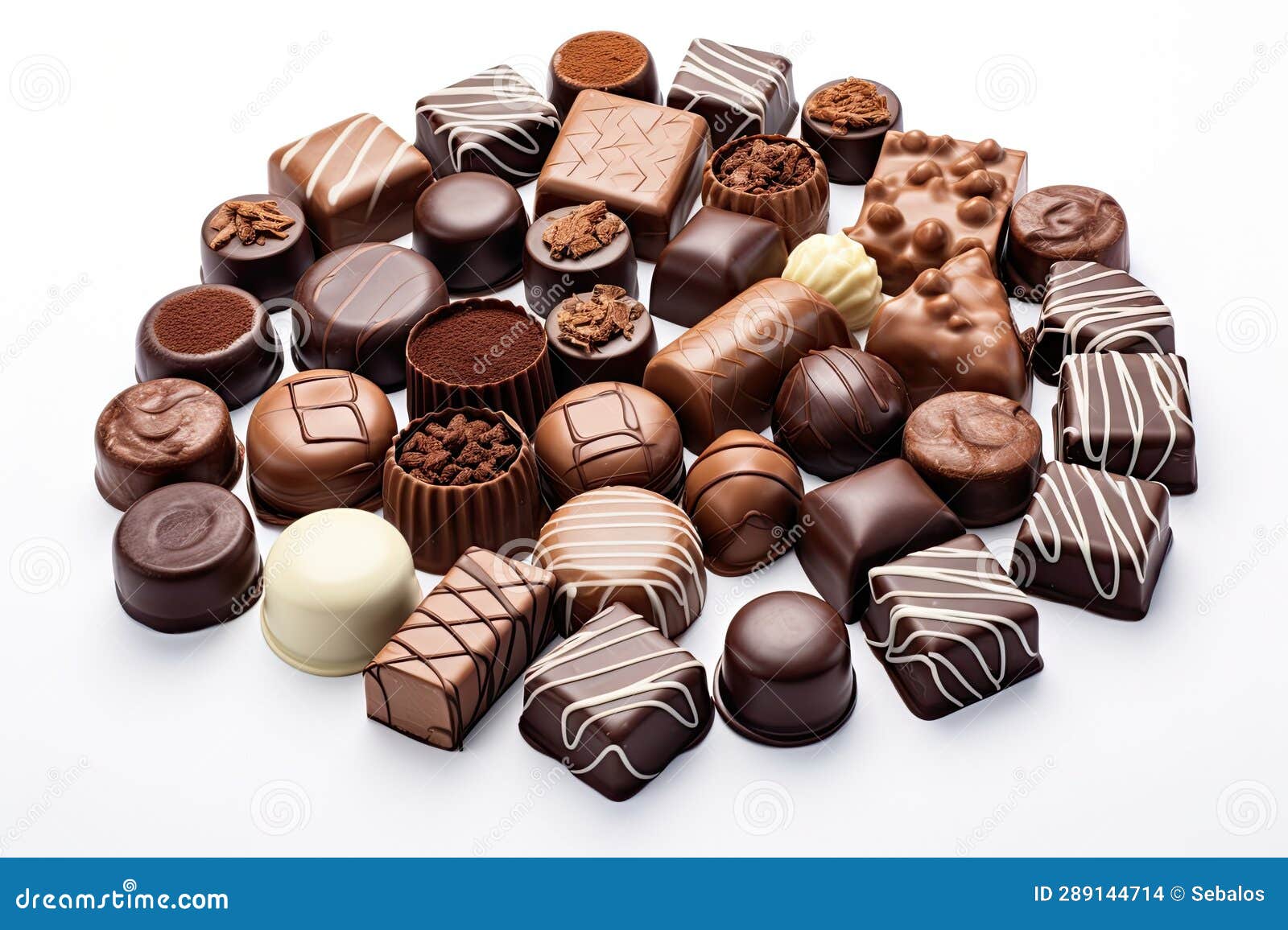 Assorted Chocolates on a White Table. the Chocolates are of Different ...
