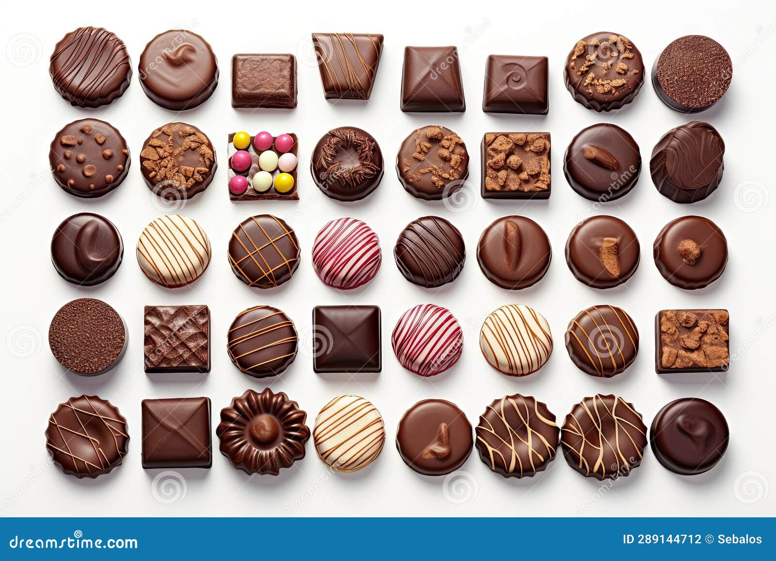 Assorted Chocolates on a White Table. the Chocolates are of Different ...
