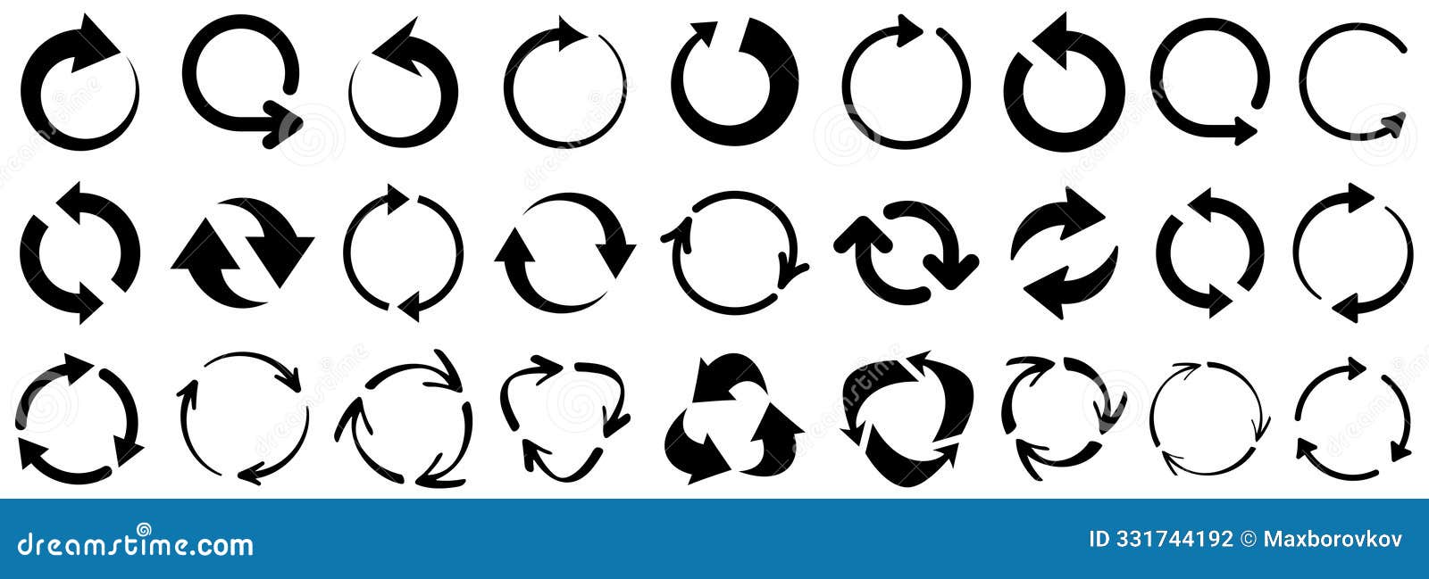 A Bold Black Pair Of Looping Arrows Symbol Sign White Backdrop Royalty ...