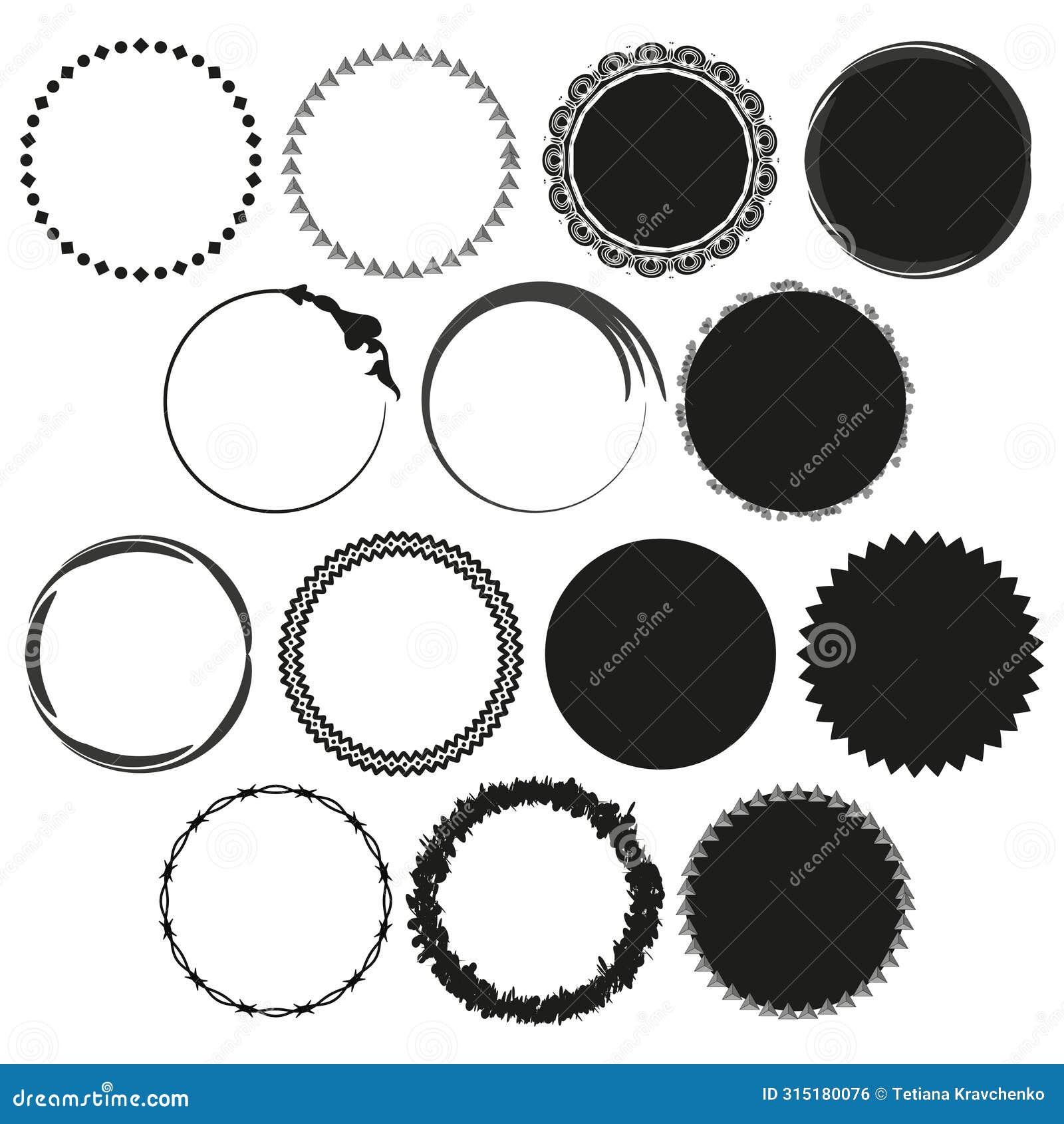 Assorted Circular Frames Collection. Decorative Border Designs. Graphic ...