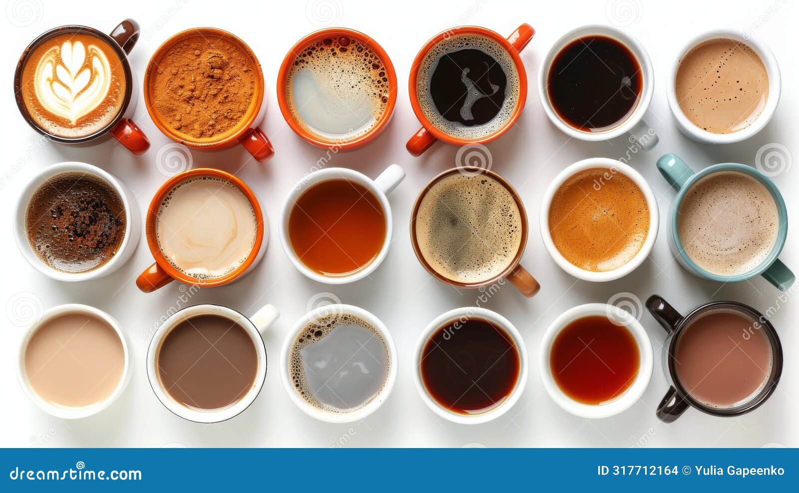 Assorted Coffee Cups on Table Stock Photo - Image of ceramic, latte ...