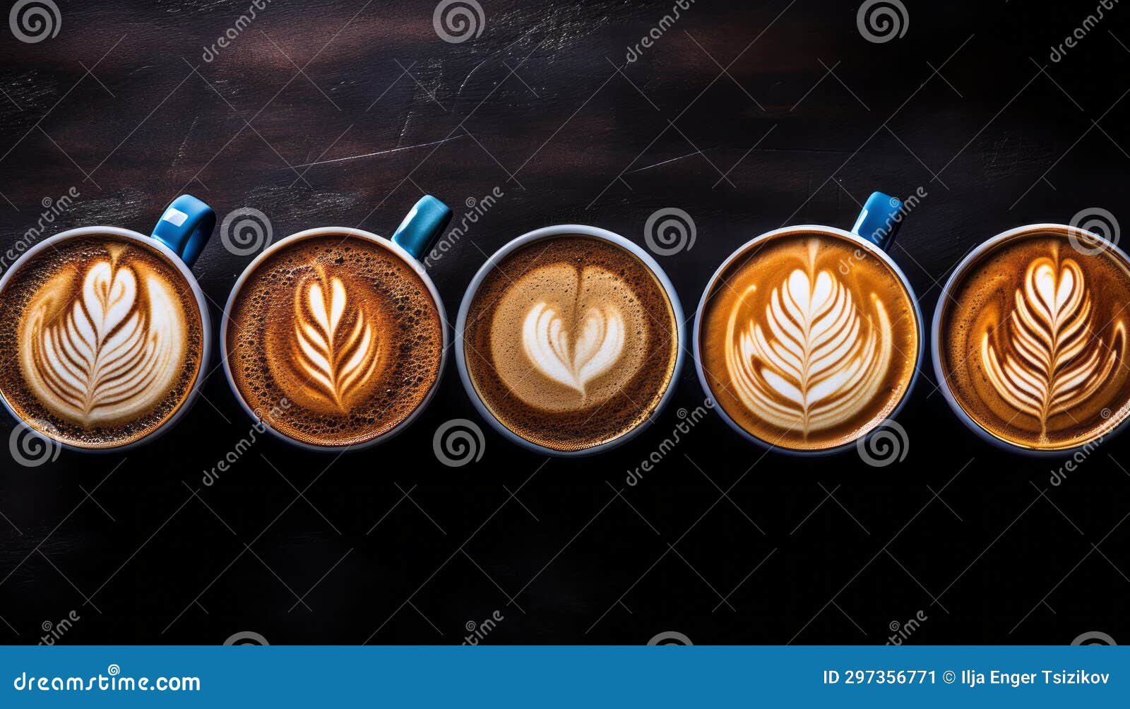 Assorted Coffee Mugs Arranged in a Stylish Overhead View on a Pristine ...
