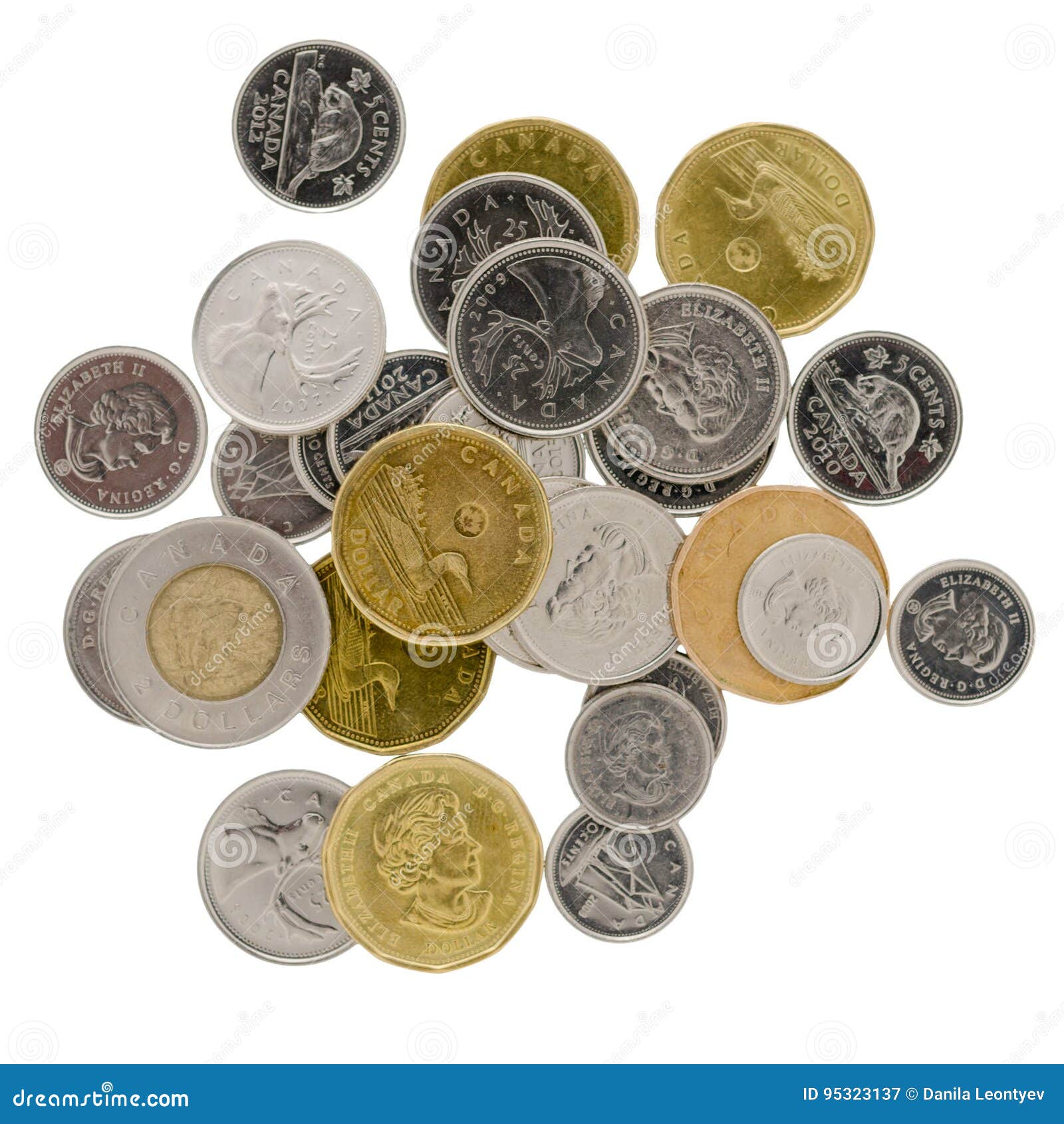 Assorted Coins on White Background Editorial Photography - Image of ...