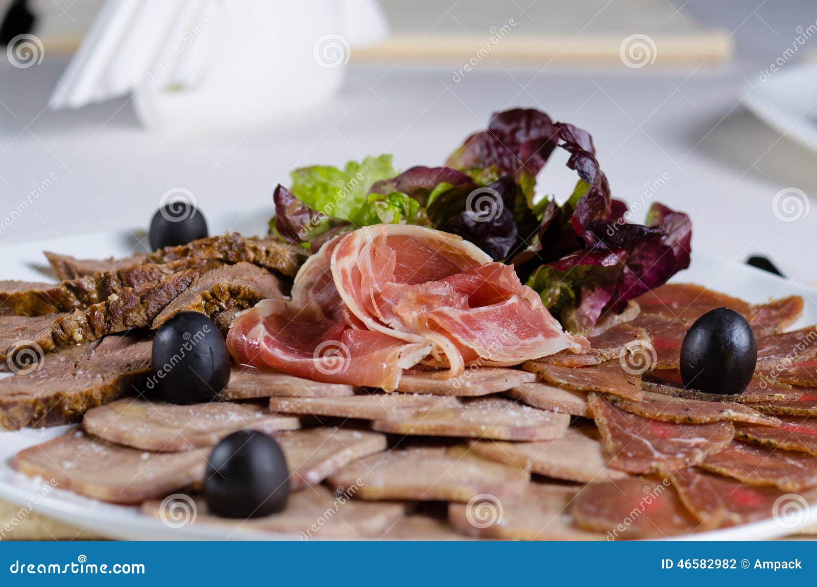 Assorted cold meat platter stock photo. Image of diet - 46582982