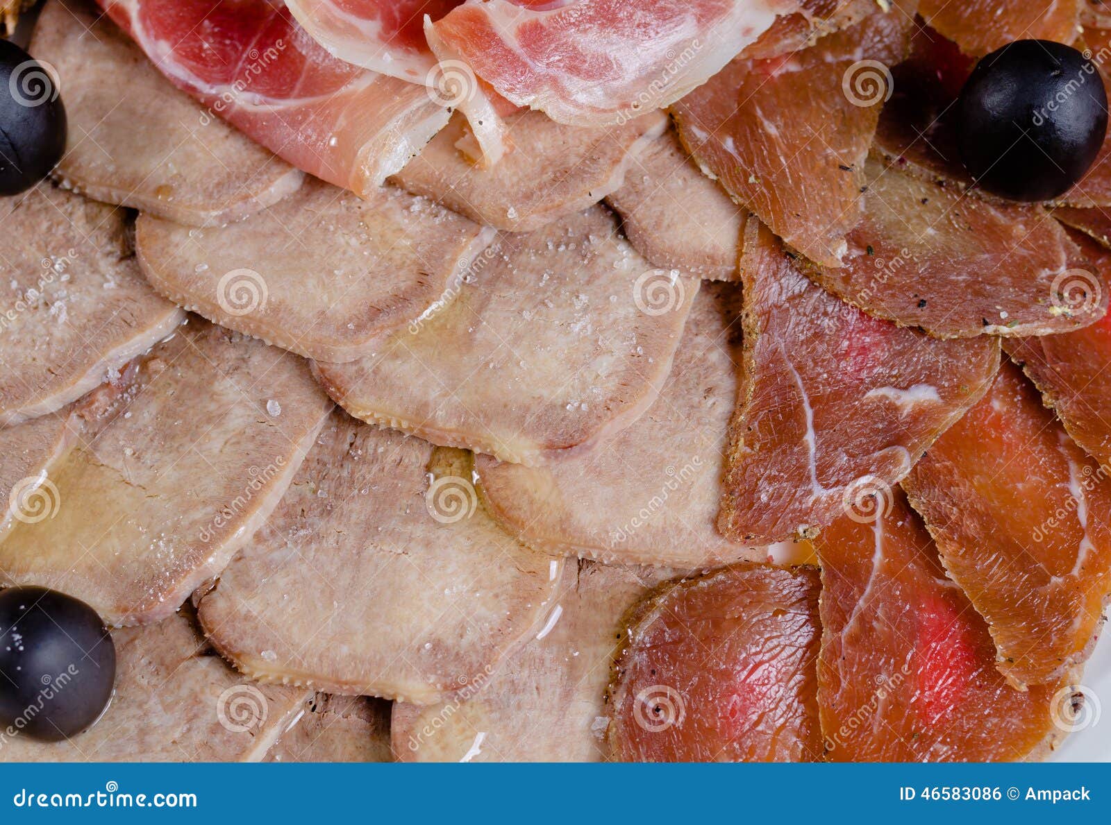 Assorted cold meat platter stock photo. Image of pork - 46583086