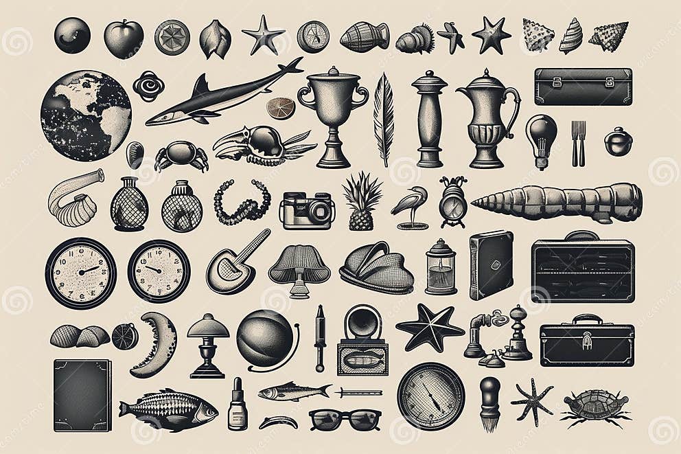 Assorted Collection of Different Types of Objects Displayed on a Plain ...