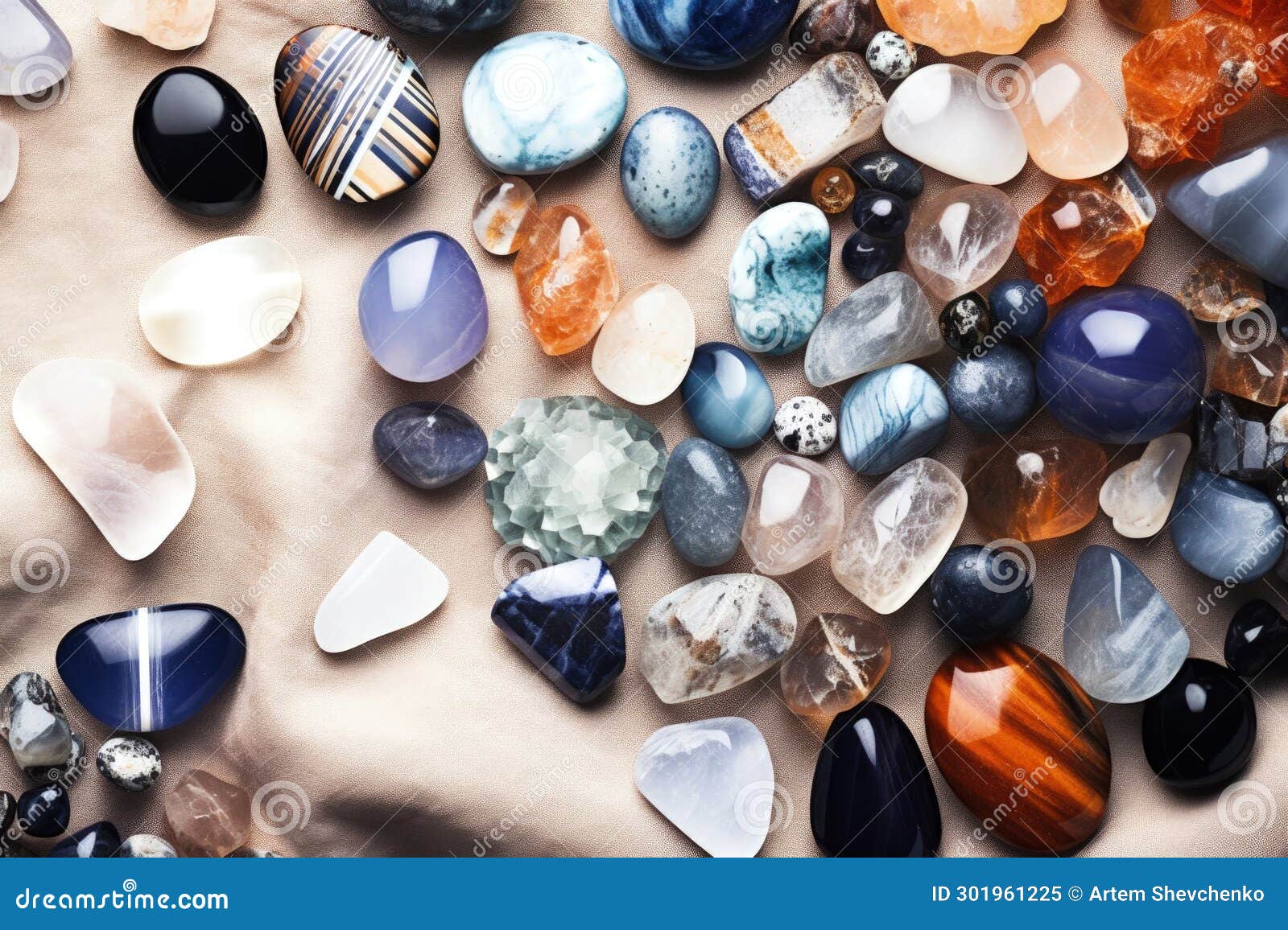 Assorted Collection of Polished Gemstones and Crystals Stock ...