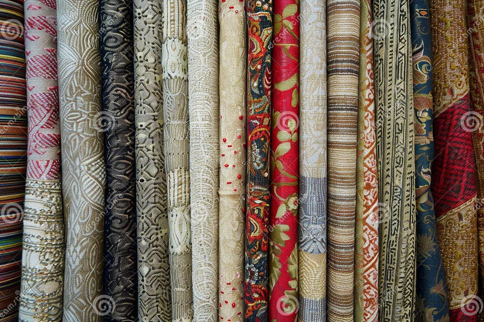 Assorted Colored Fabrics Neatly Displayed in a Row To Showcase ...