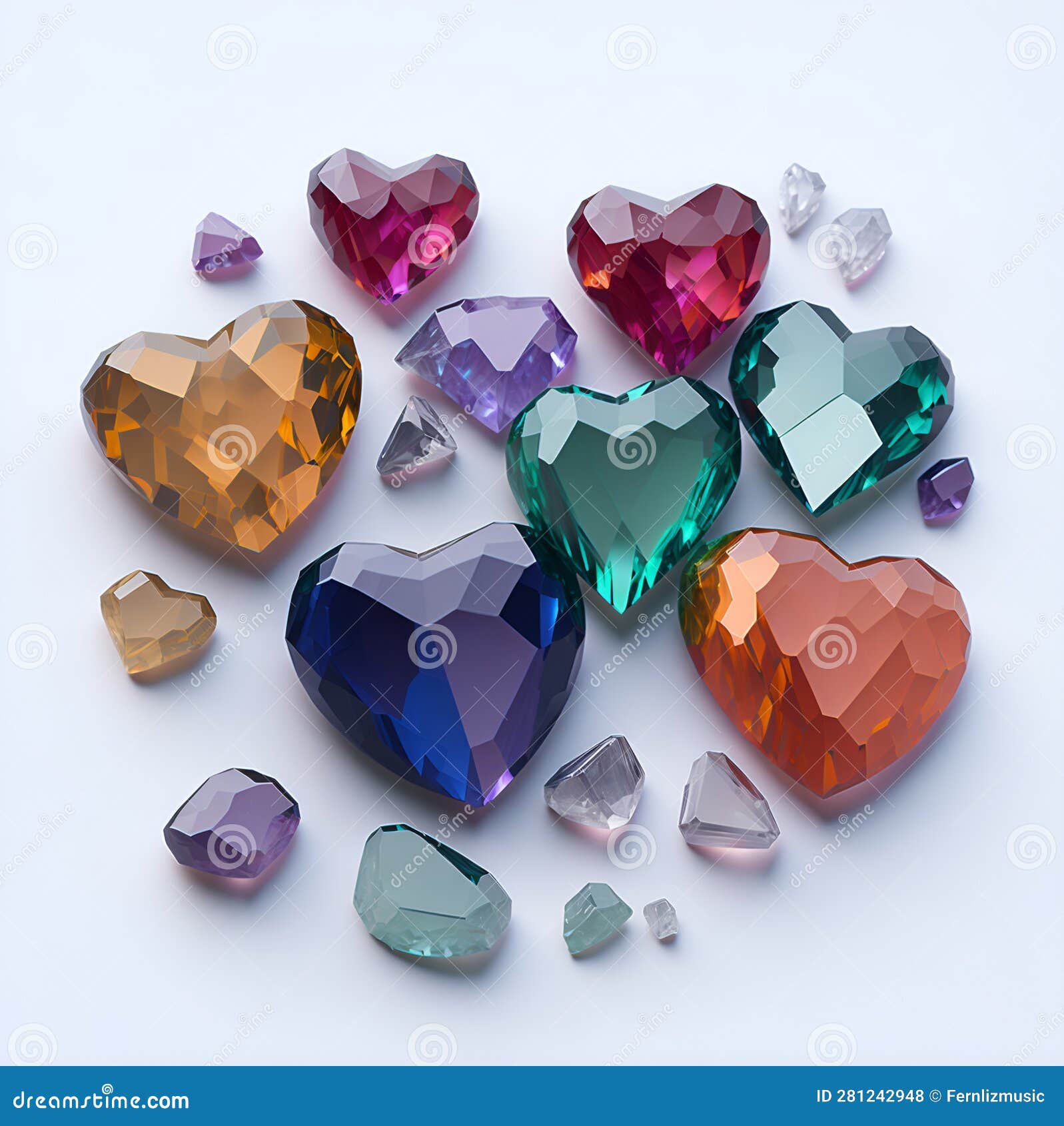 Assorted Colored Heart Shaped Gemstones - Generative AI Stock ...