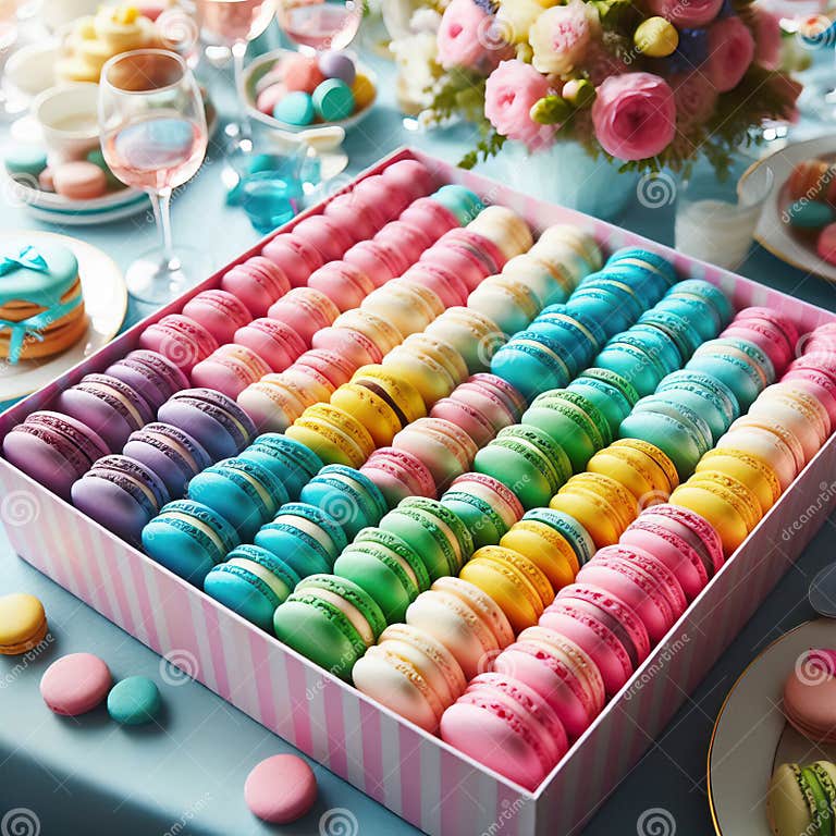 Assorted Colored Macaroons in Box Stock Illustration - Illustration of cuisine, macaroni: 335915001