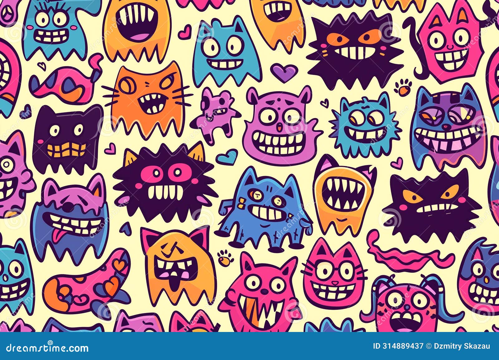 Assorted Colored Monsters on White Background Stock Image - Image of ...