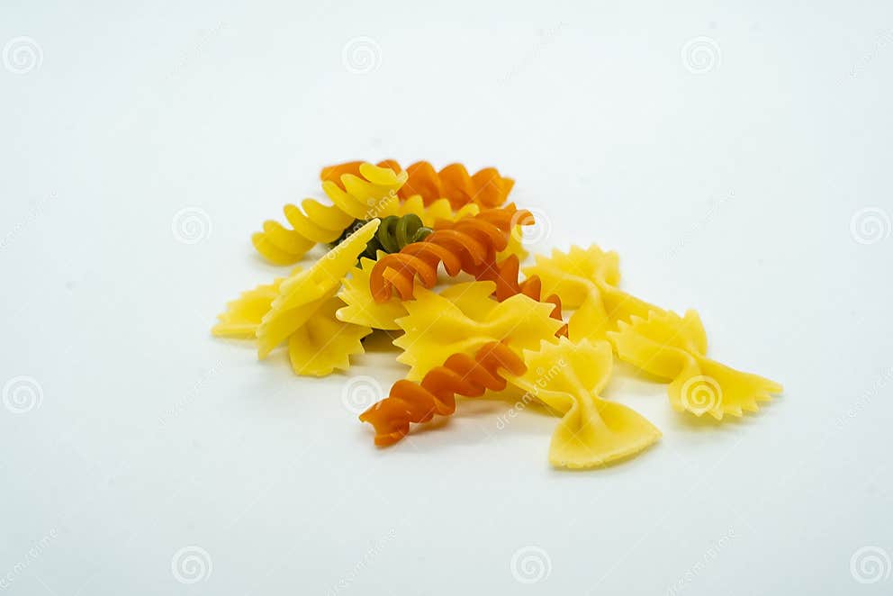 Assorted Colored Pasta Varieties Arranged on a Pristine White ...