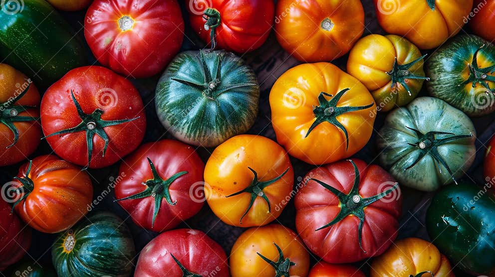 Assorted Colored Tomatoes on Table Stock Image - Image of produce ...