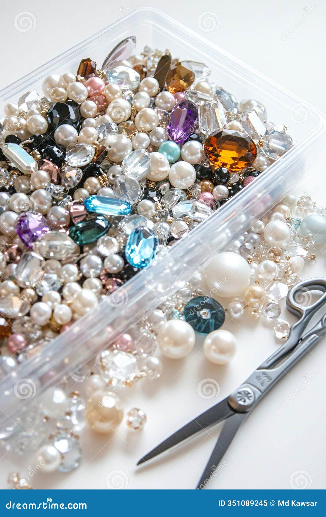 Assorted Colorful Beads and Pearls in Container High Quality Image ...