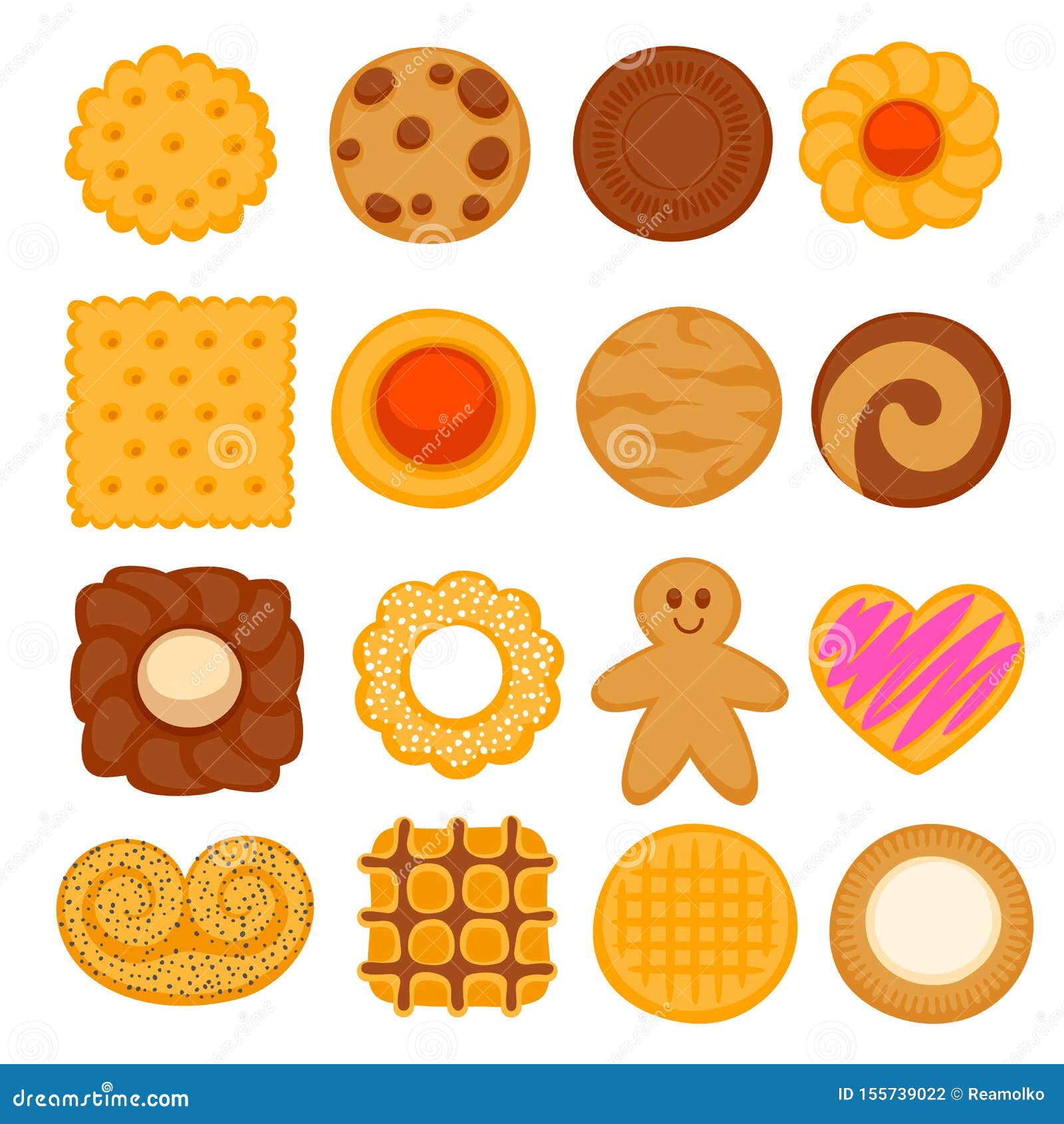 Assorted Colorful Cookies Set. Stock Vector - Illustration of chocolate ...