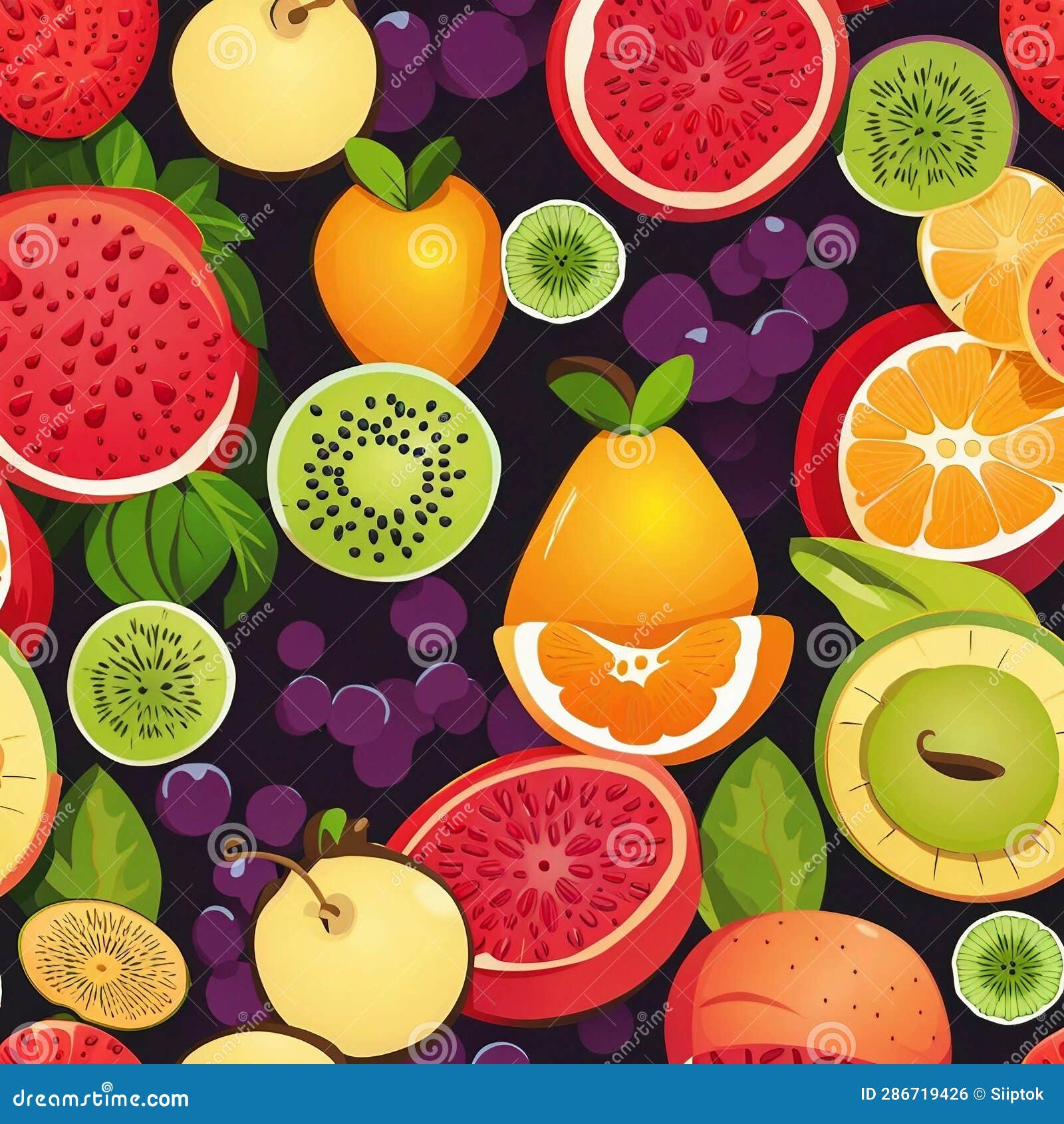 Assorted Colorful Fruits Background Illustration Stock Illustration ...