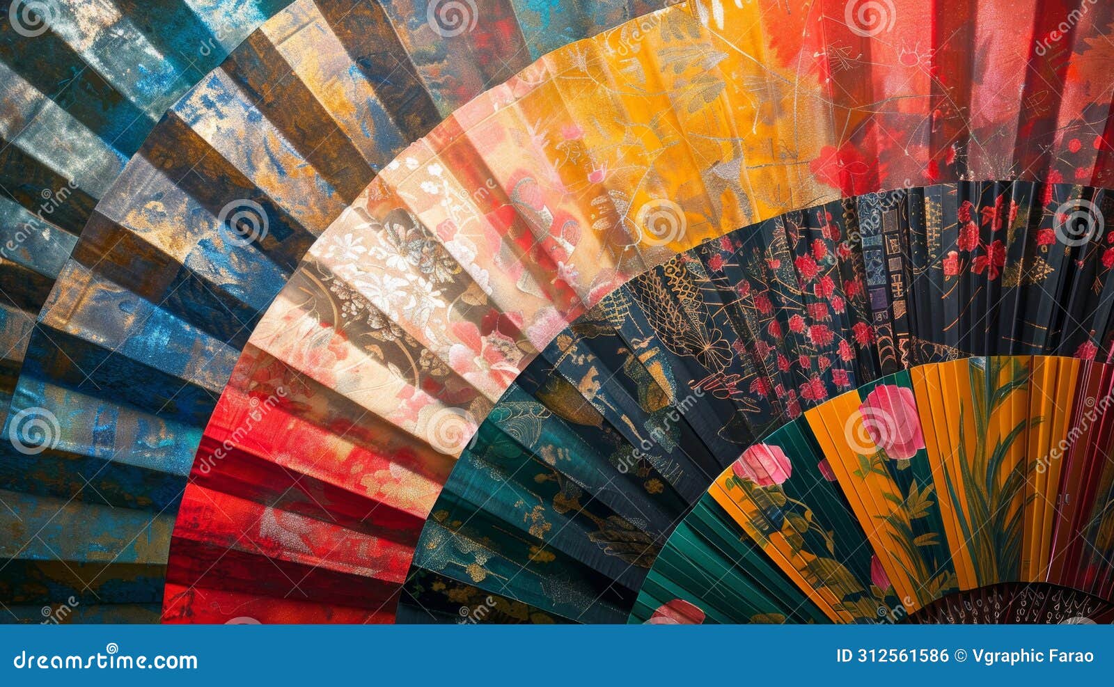 Assorted Colorful Hand Fans with Traditional Patterns Stock Photo ...