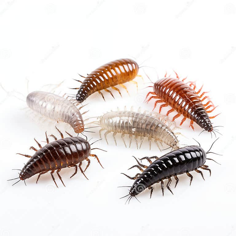 Assorted Colorful Isopods Displayed on White Background Stock ...