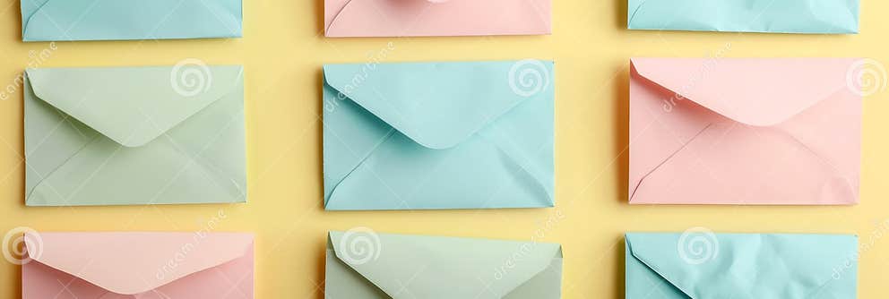 Assorted Colorful Paper Envelopes Floating on Gradient Background in ...