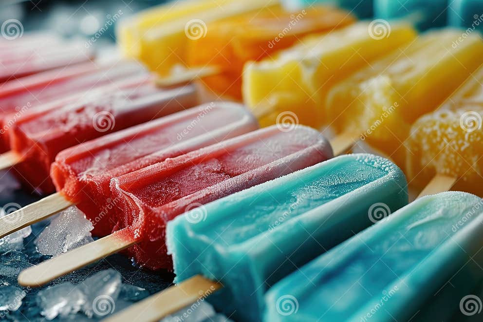 Assorted Colorful Popsicles on Ice Stock Illustration - Illustration of ...
