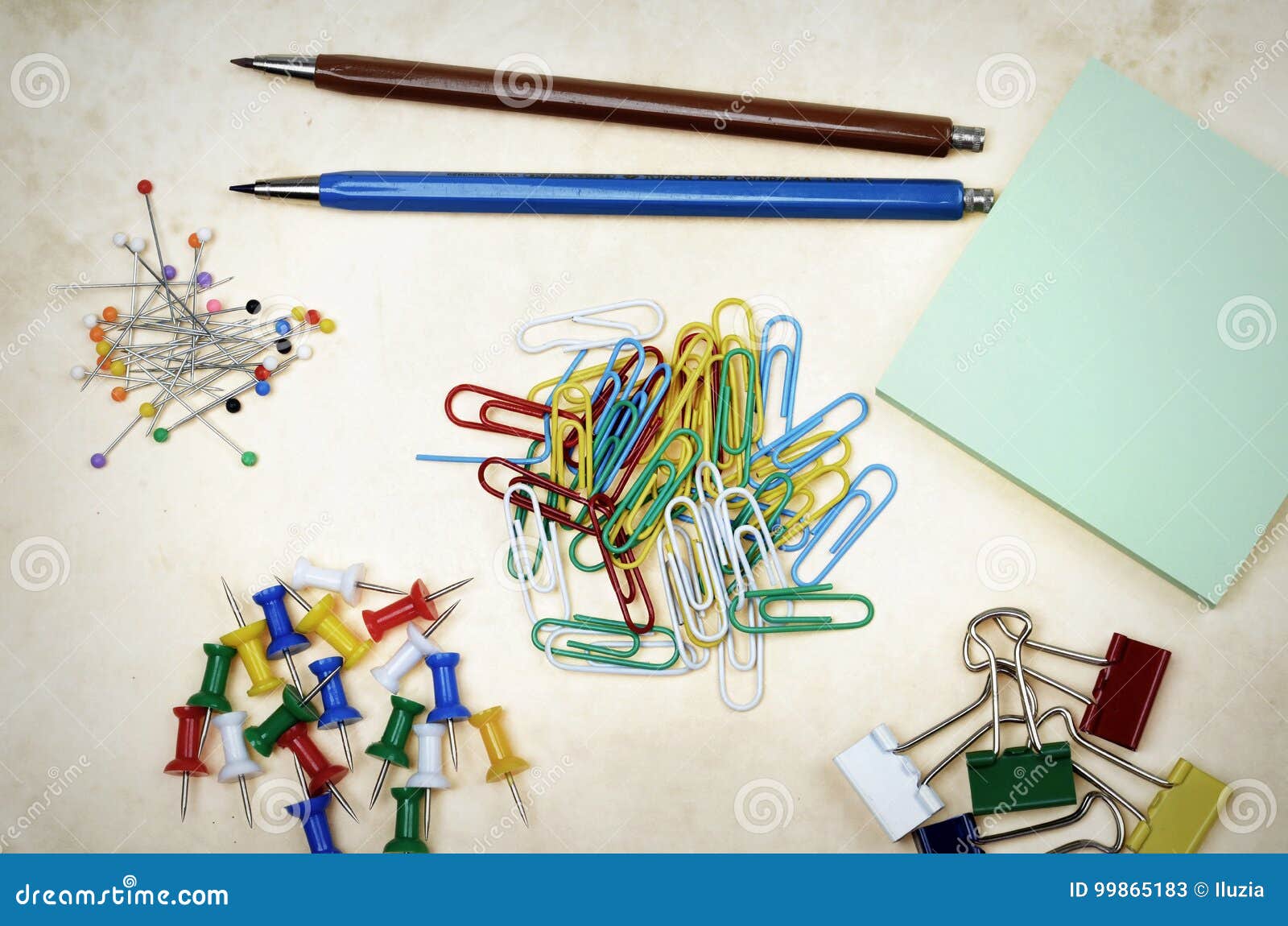 Assorted Colorful Stationery Stock Image - Image of clip, assorted ...