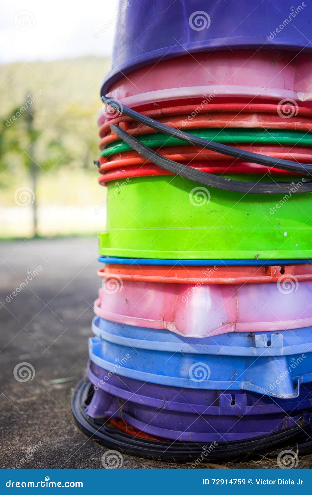 Assorted Colors of Buckets stock image. Image of abstract - 72914759