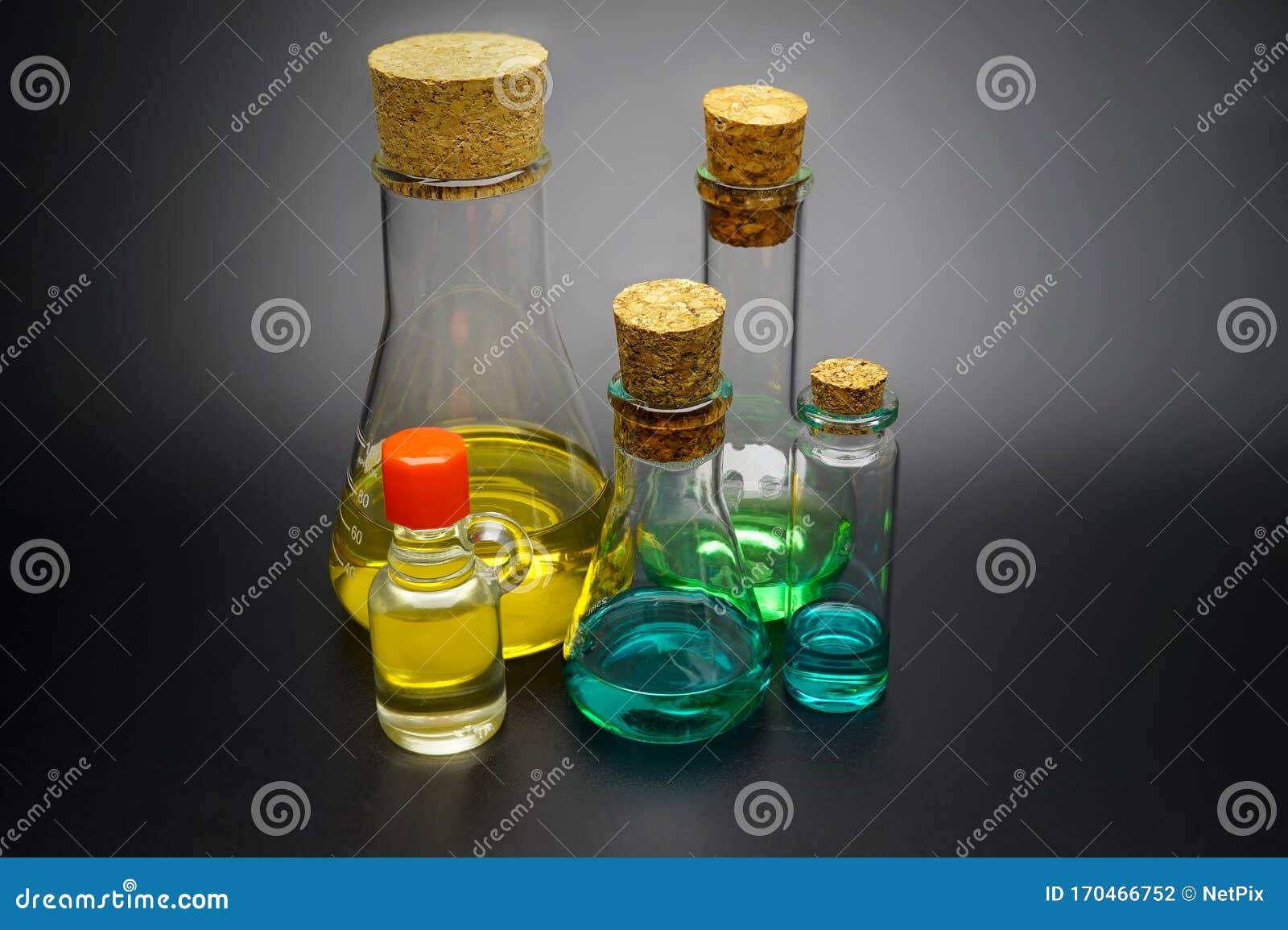 Assorted Colourful Solutions or Essential Oils Stock Photo - Image of ...