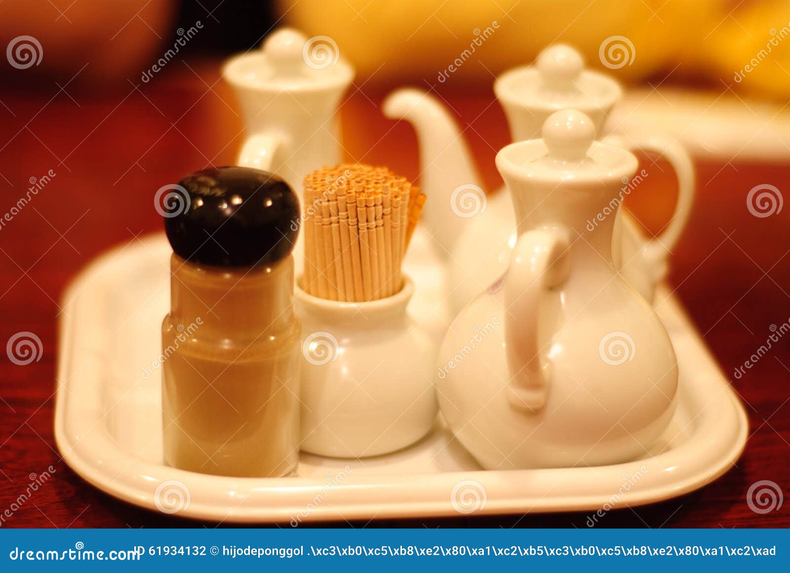 Assorted Condiments at the Table Stock Photo - Image of kitchen ...