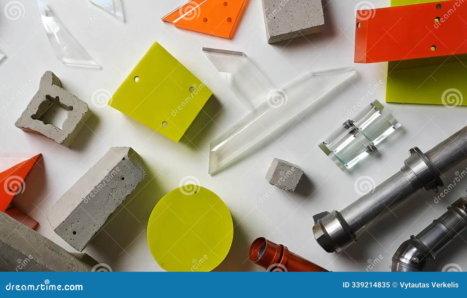 Assorted Construction Materials and Tools on White Background Stock ...