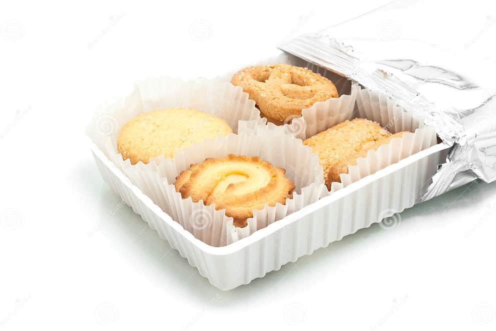 Assorted Cookie in Plastic Box , on White Stock Photo - Image of ears ...