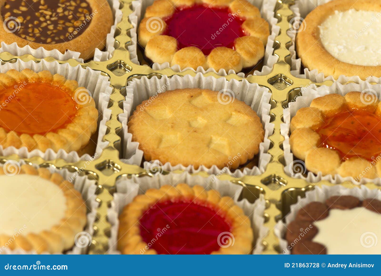 Assorted cookies in a box. stock photo. Image of decorating - 21863728