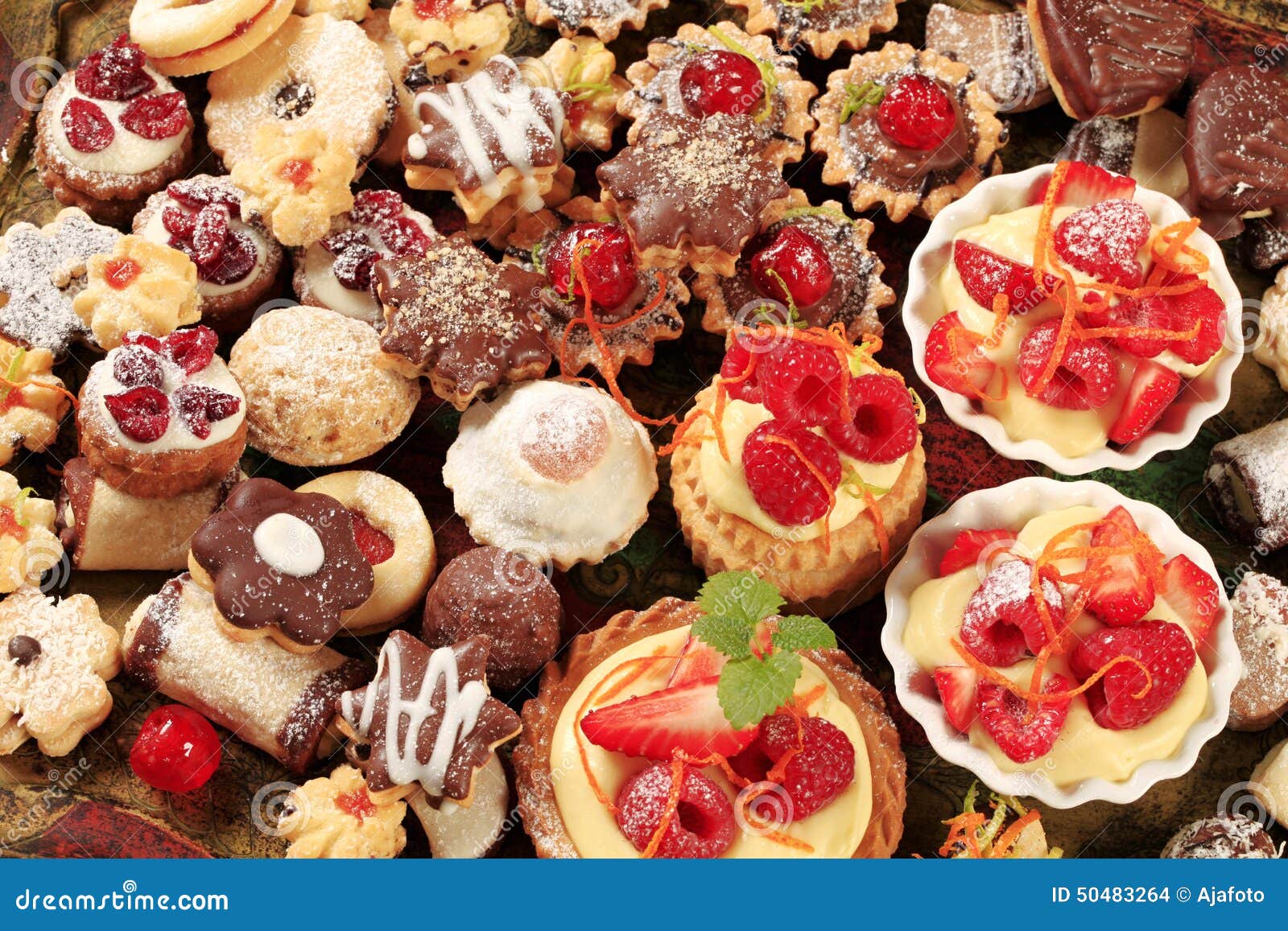 Assorted Cookies and Desserts Stock Photo - Image of cream, rustic ...