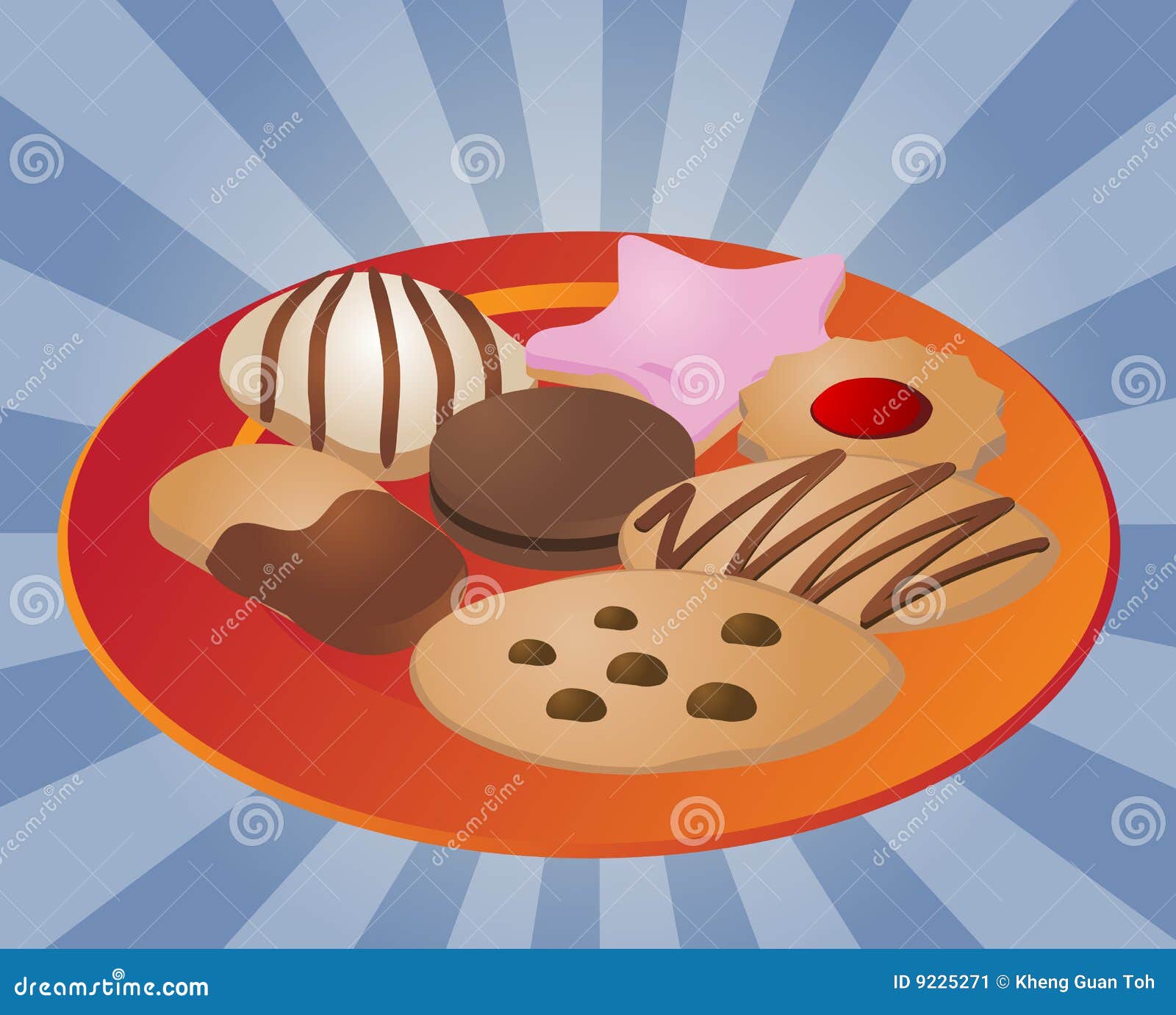 Assorted Cookies On Plate Cartoon Vector | CartoonDealer.com #9225271