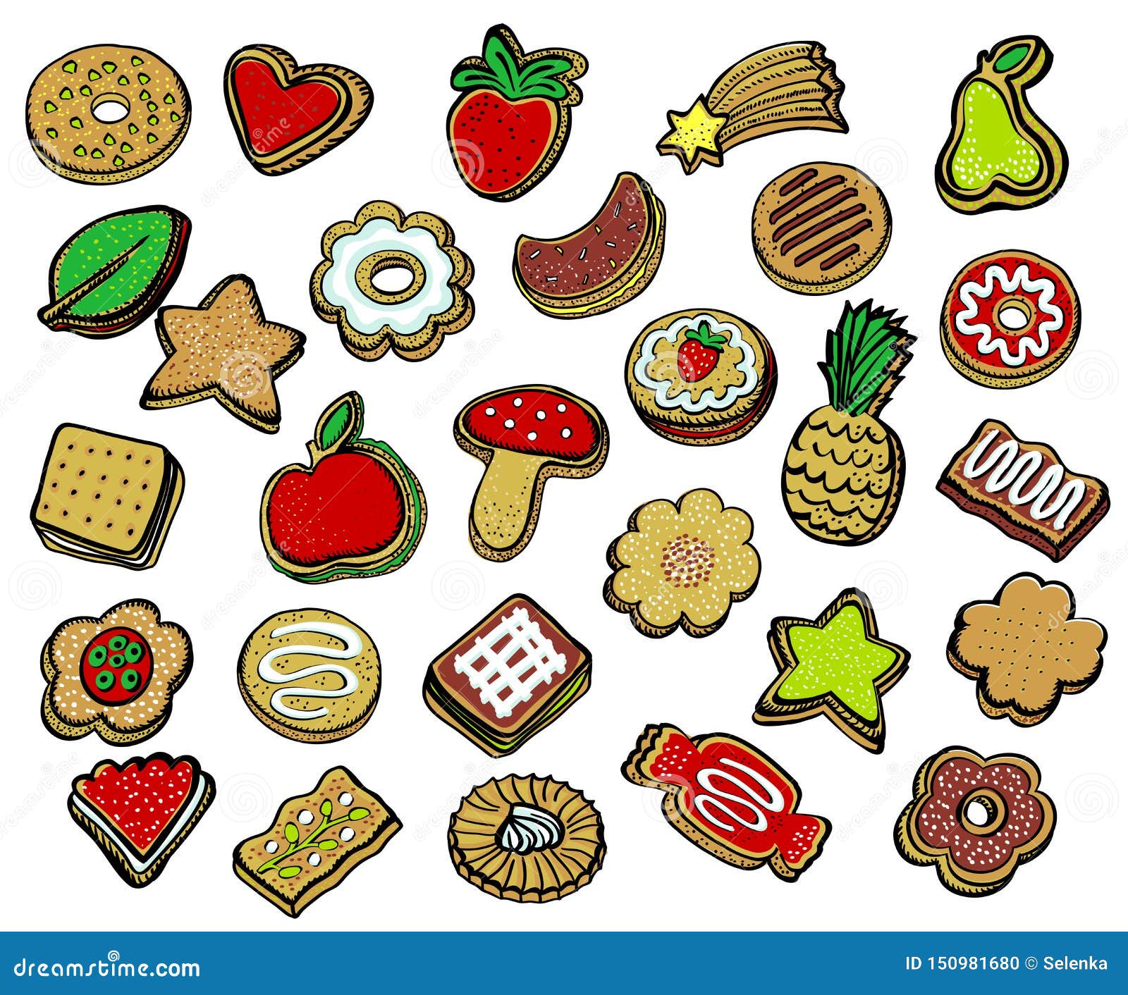 Assorted Cookies Cartoon Vector | CartoonDealer.com #5562215