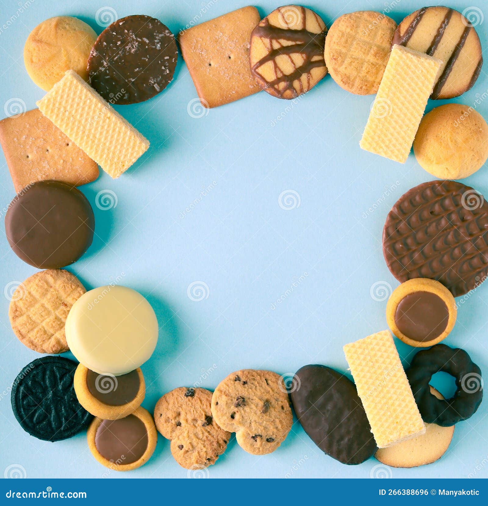 Assorted Cookies Square Shape Stock Photo - Image of overhead, pastry ...