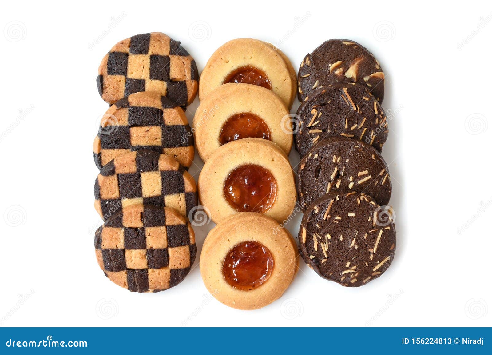 Assorted Cookies on White Background Stock Image - Image of thin ...