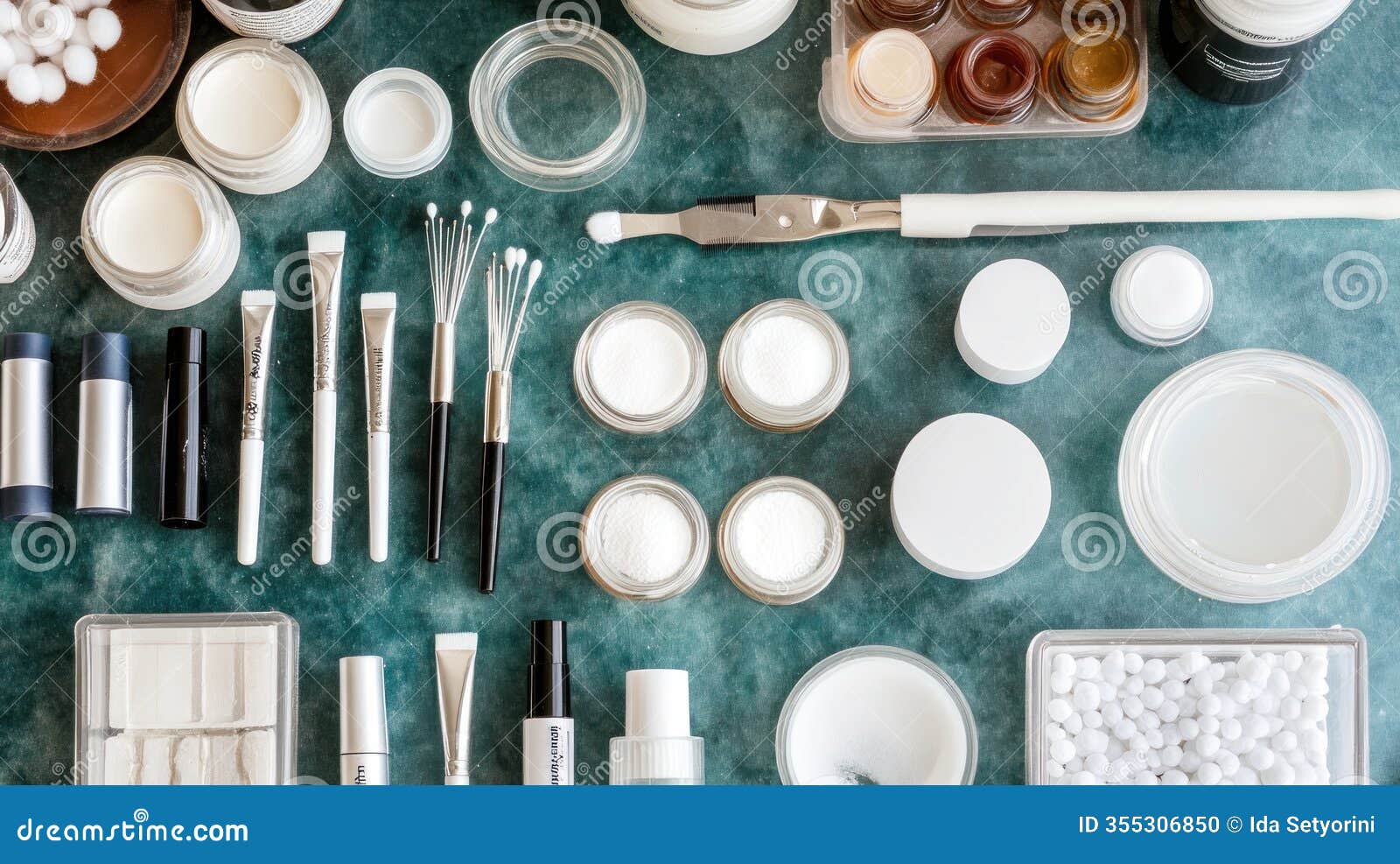 Assorted Cosmetic Products and Tools for Application Stock Illustration ...