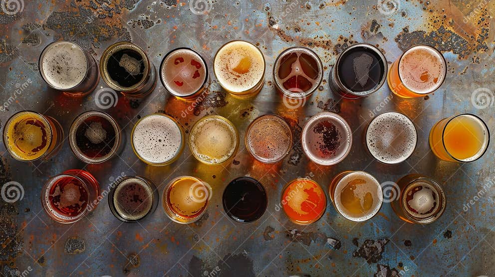 Assorted Craft Beers Collection a Topdown View of Various Craft Beers ...