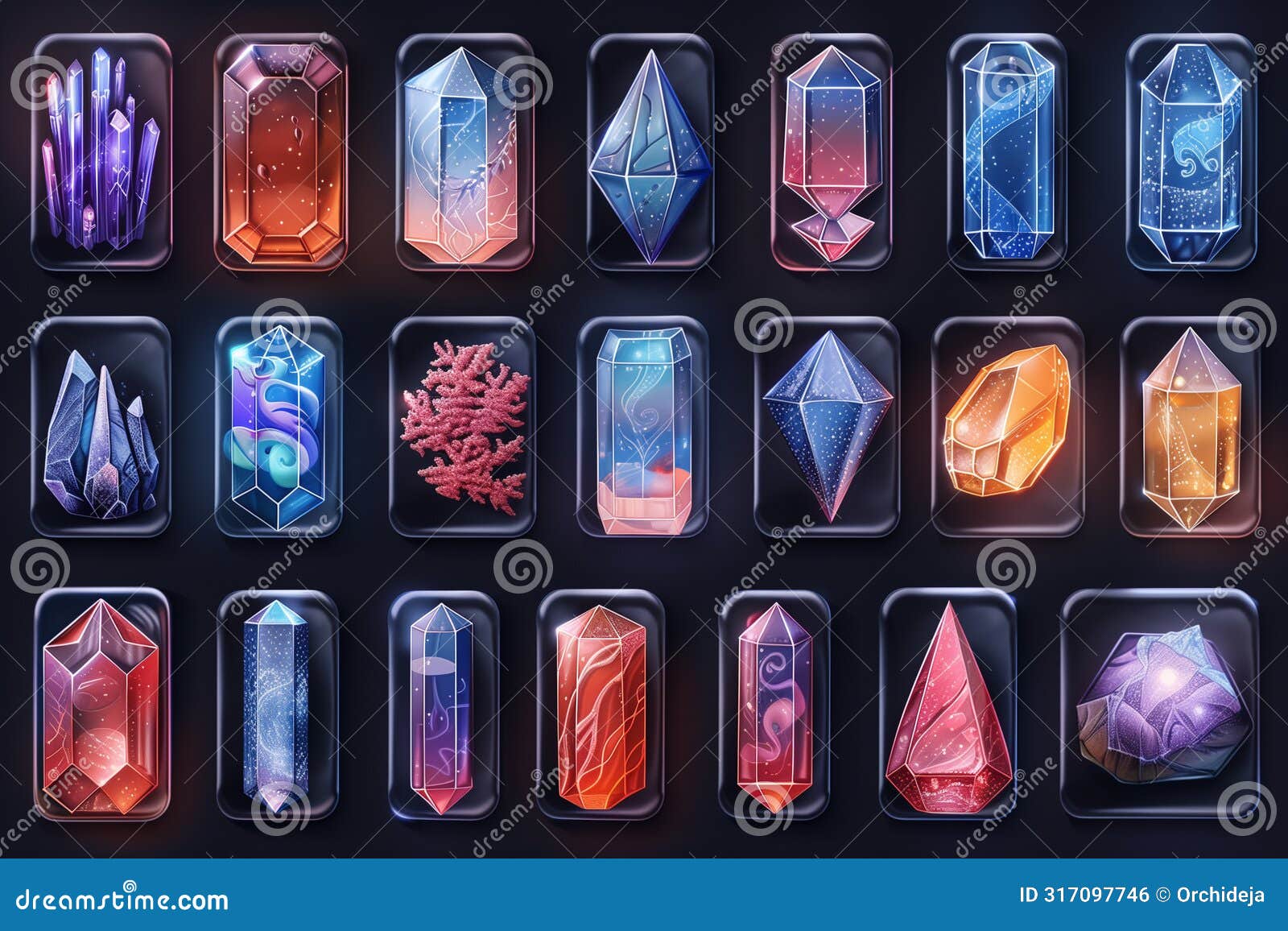 Assorted Crystals of Different Shapes, Colors, and Sizes Stock Photo ...