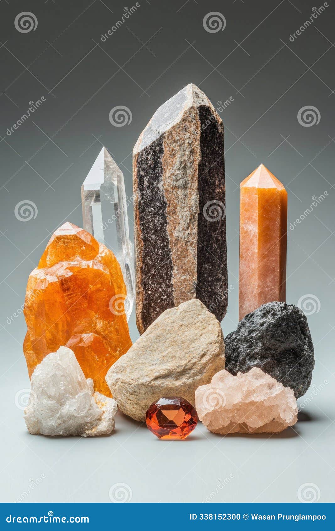 Assorted Crystals and Gemstones on a Neutral Background Stock Photo ...