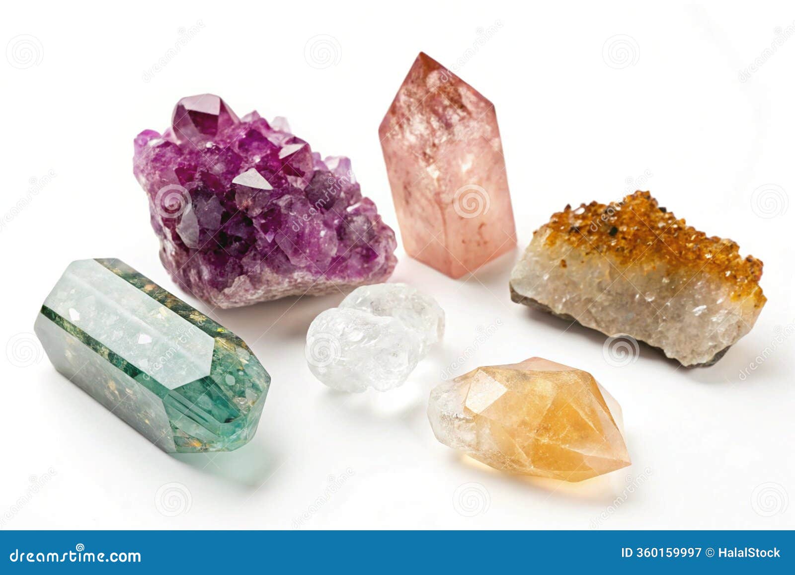Assorted Crystals Isolated on White Background Stock Illustration ...