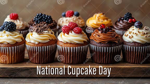 Assorted Cupcakes for National Cupcake Day Celebration Display ...