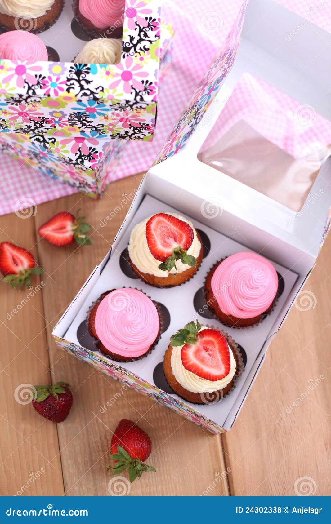 Assorted Cupcakes in the Paper Box Stock Photo - Image of dessert ...