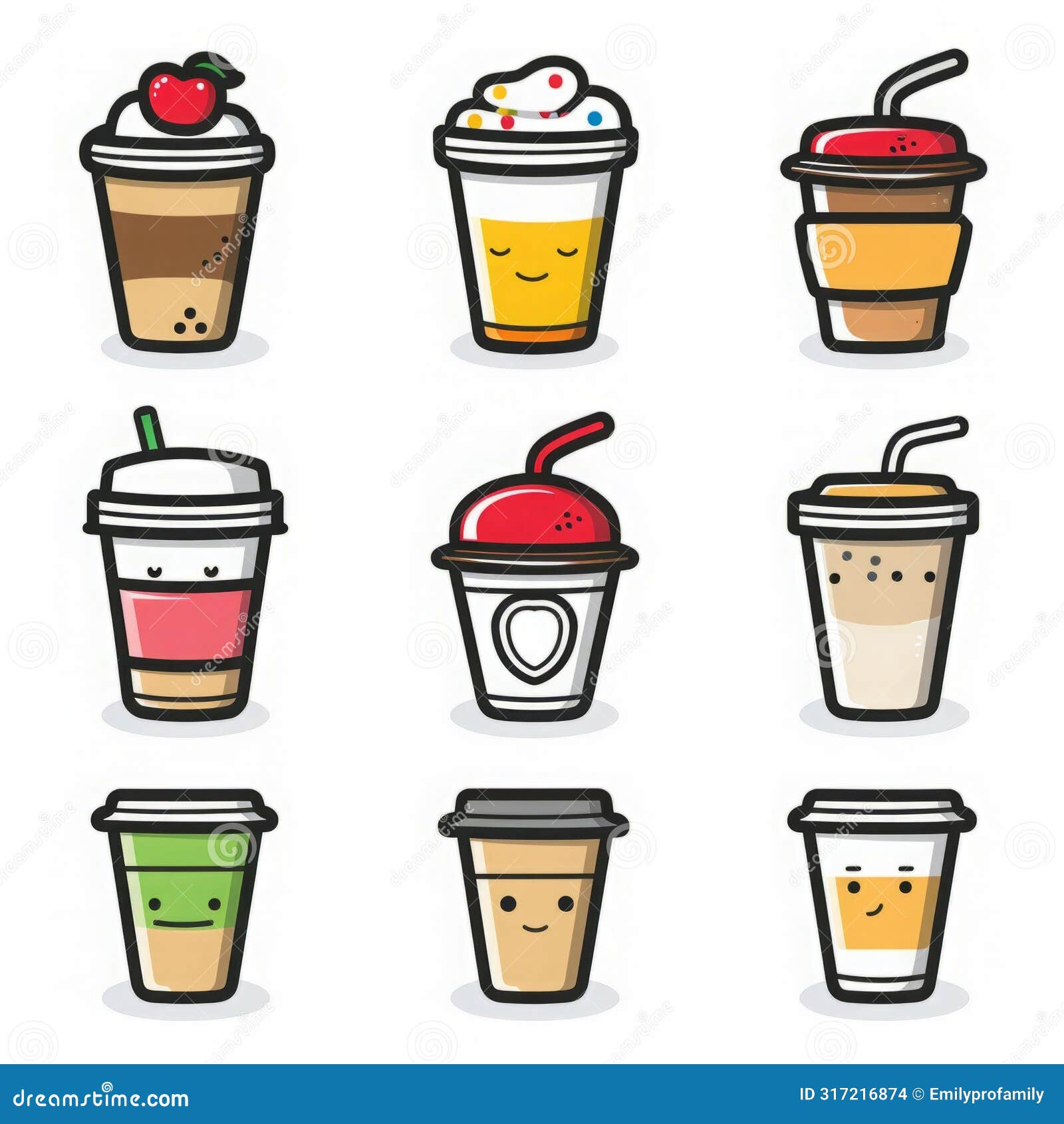 Assorted Cups with Various Drinks Stock Photo - Image of juice, display ...